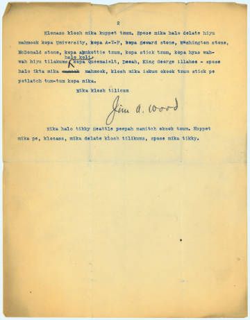 1907 letter in Chinook to Edmond Meany | Chinook Jargon