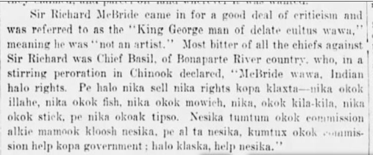1913: Chief Basil of Bonaparte speaks against Sir Richard McBride ...