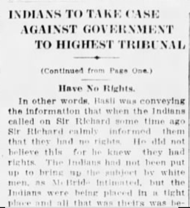 1913: Chief Basil of Bonaparte speaks against Sir Richard McBride ...