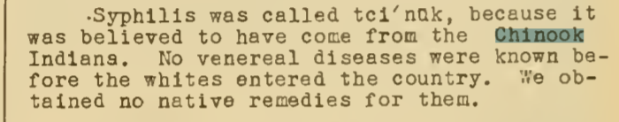 Why was syphilis called Chinook in the interior PNW? | Chinook Jargon