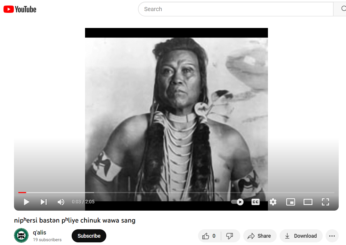 1911: Nimiipuu (Nez Perce) audio in Chinuk Wawa | Chinook Jargon